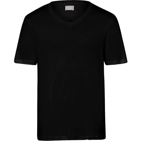 Hanro Sea Island Cotton Cotton V-neck T-shirt - Black