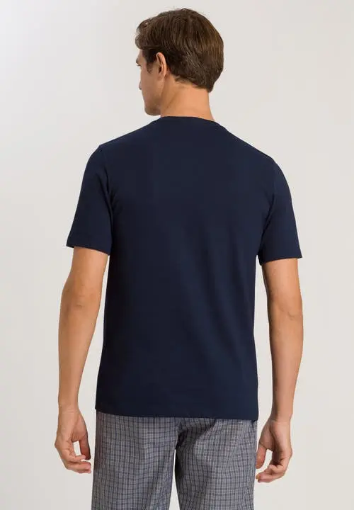 Hanro Living Shirts Cotton V-neck T-shirt - Deep Navy