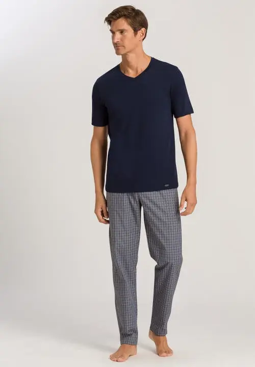 Hanro Living Shirts Cotton V-neck T-shirt - Deep Navy