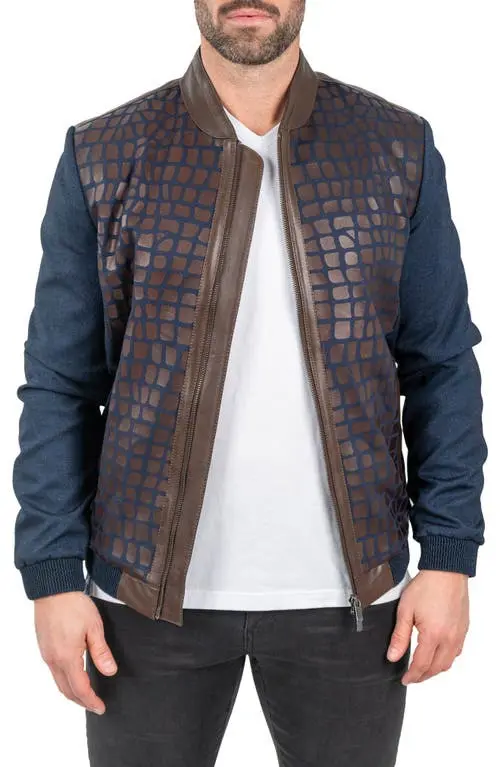 MACEOO Mixed Media Leather Jacket