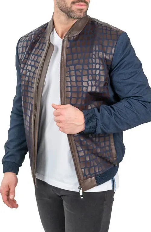 MACEOO Mixed Media Leather Jacket