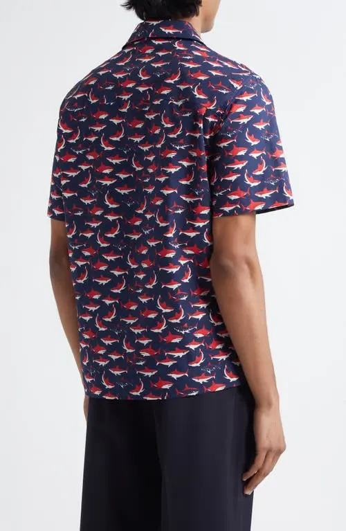 Moncler Logo Shark Cotton Camp Shirt