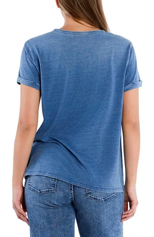 BILLY T Star Embroidered V-neck T-shirt - Blue Combo