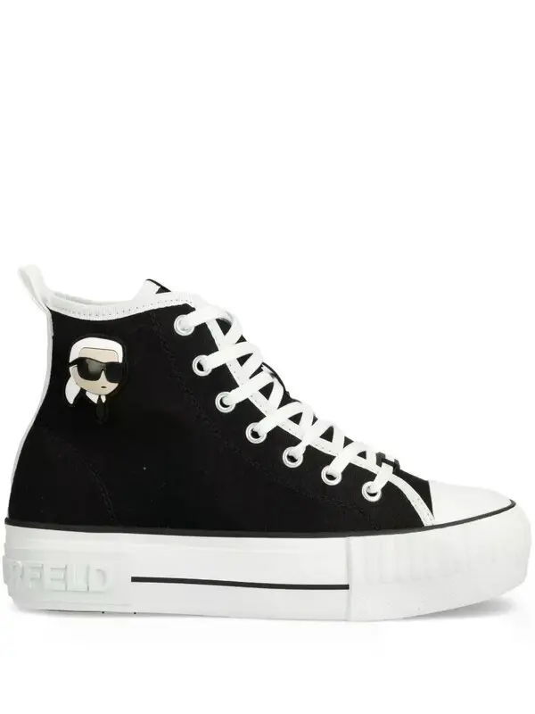 Karl Lagerfeld Ikon Kampus Max Logo Patch High Top Sneakers - Black