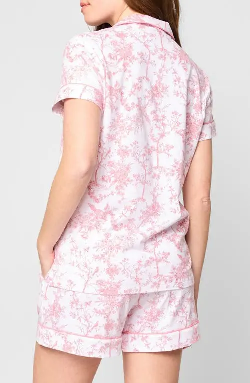 PETITE PLUME Timeless Toile Classic Pima Cotton Short Sleeve Short Pajamas - Pink