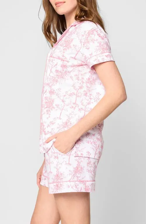 PETITE PLUME Timeless Toile Classic Pima Cotton Short Sleeve Short Pajamas - Pink
