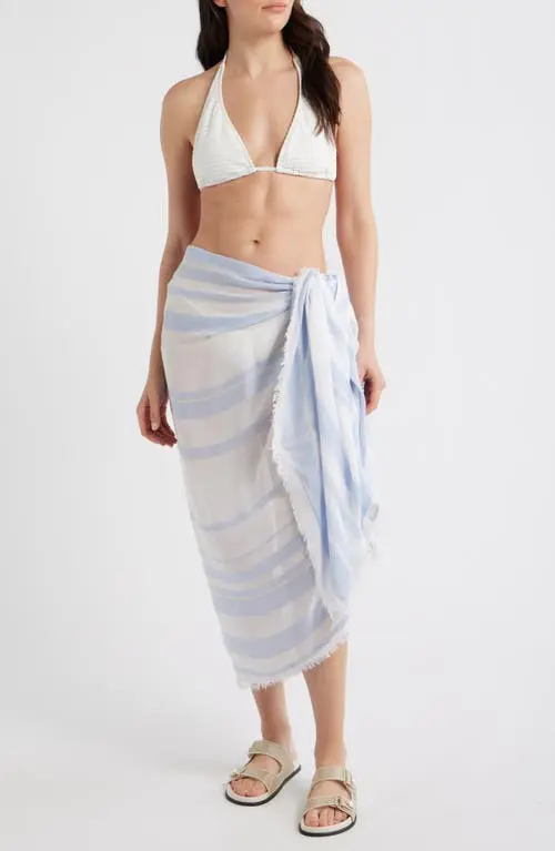 Nordstrom Sheer Stripe Pareo Wrap - Blue- Ivory