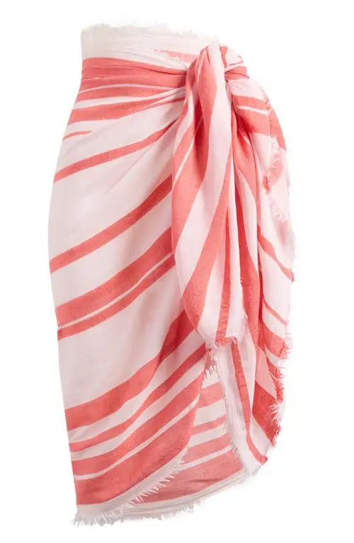 Nordstrom Sheer Stripe Pareo Wrap - Pink- Red