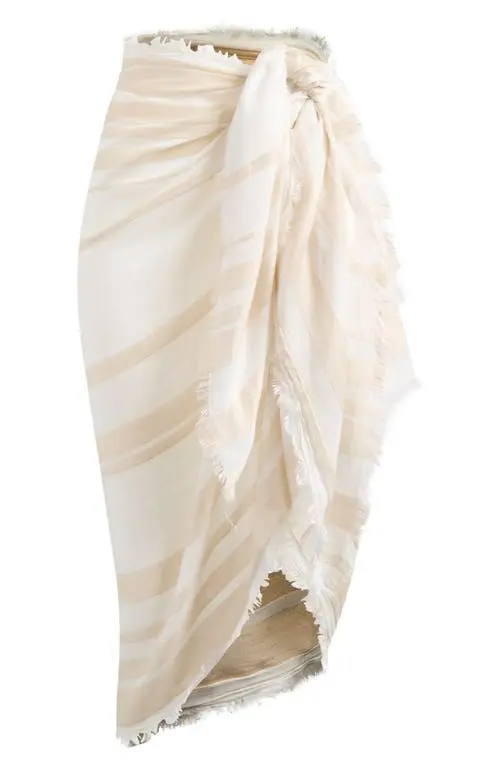 Nordstrom Sheer Stripe Pareo Wrap - Tan- White