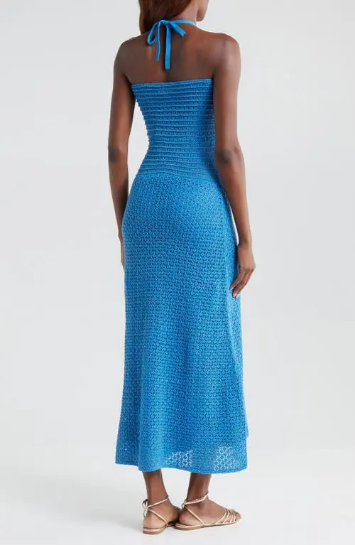 CAPITTANA Zully Metallic Cutout Cover-up Dress - Blue