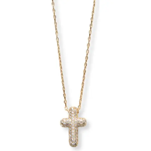 Argento Vivo Pavé Cubic Zirconia Cross Pendant Necklace - Gold
