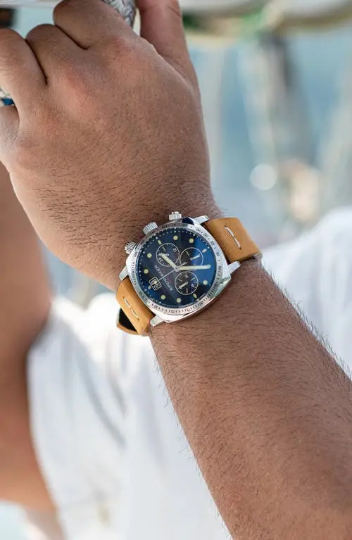 SPINNAKER Hull Chronograph Strap Watch - Black Blue Dial