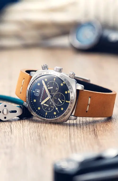 SPINNAKER Hull Chronograph Strap Watch - Black Blue Dial