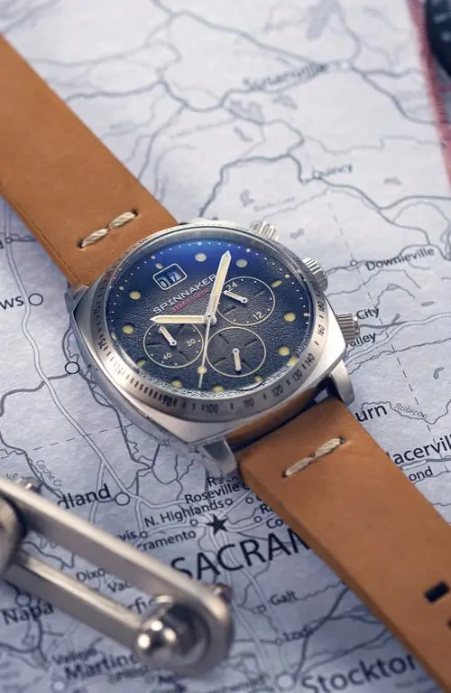 SPINNAKER Hull Chronograph Strap Watch - Black Blue Dial