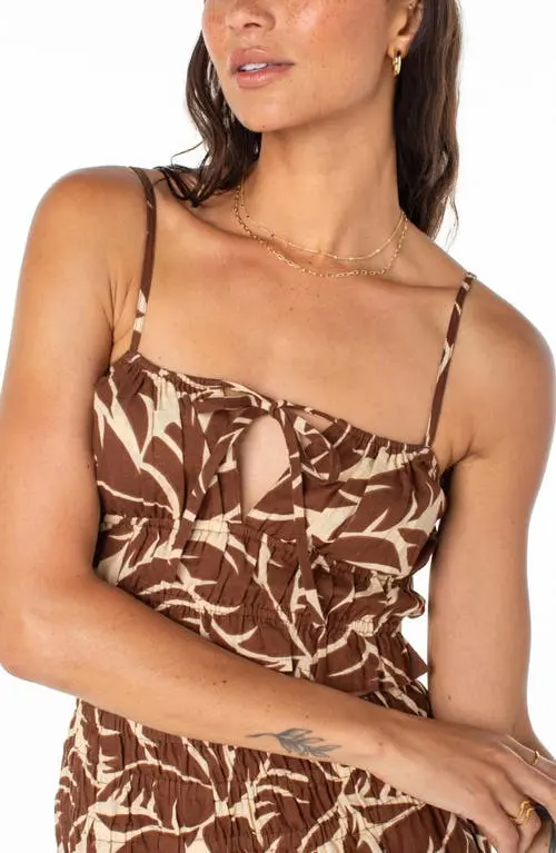 Roxy Sunset Mist Ii Shirred Crop Camisole - Parchment/ Brown