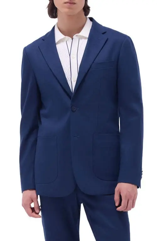 Bugatchi Stretch Linen & Cotton Blend Blazer - Navy