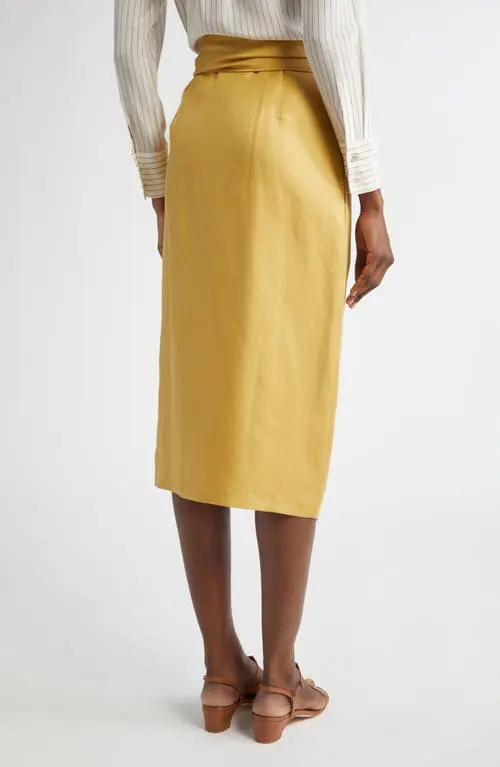 Max Mara Tequila Linen & Silk Wrap Skirt - Yellow