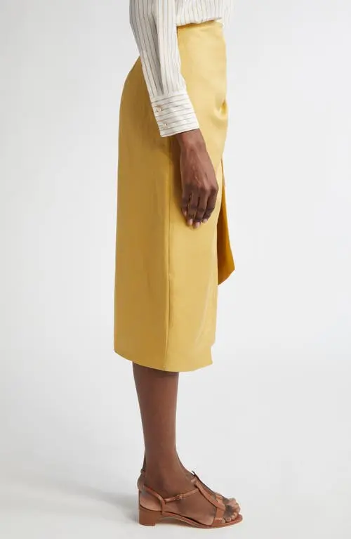 Max Mara Tequila Linen & Silk Wrap Skirt - Yellow