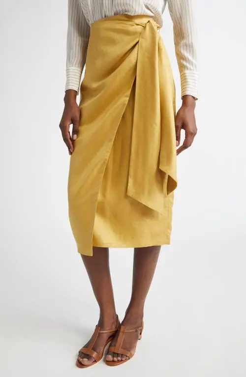 Max Mara Tequila Linen & Silk Wrap Skirt - Yellow
