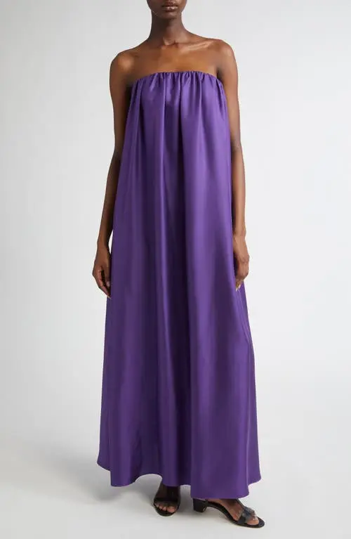 Max Mara Edda Strapless Silk Twill Dress - Purple