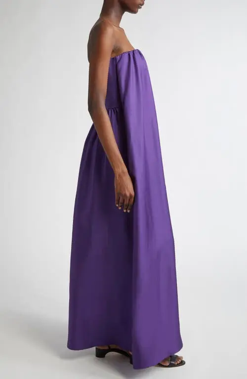 Max Mara Edda Strapless Silk Twill Dress - Purple