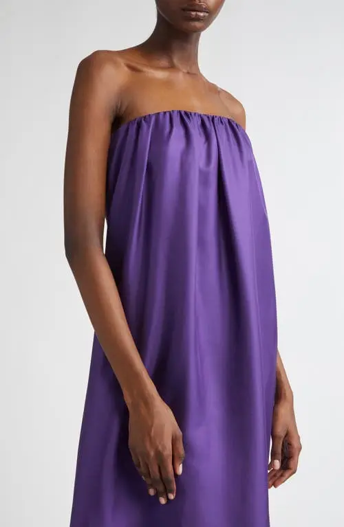 Max Mara Edda Strapless Silk Twill Dress - Purple