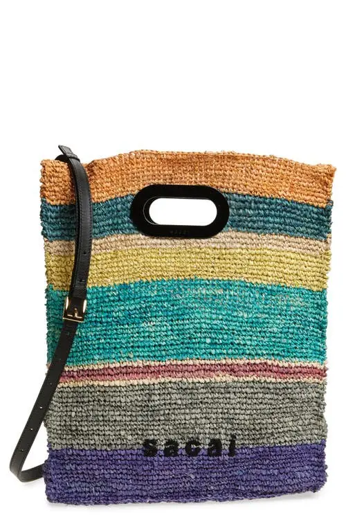 Sacai Medium Raffia Shopper Bag - Multicolored