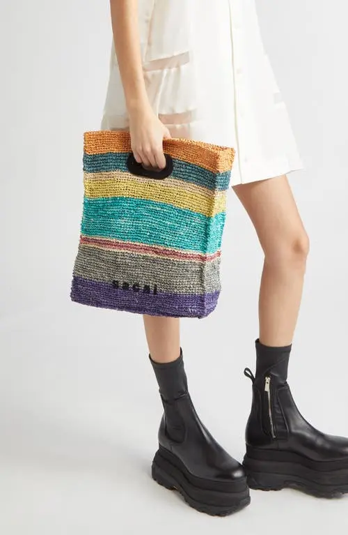 Sacai Medium Raffia Shopper Bag