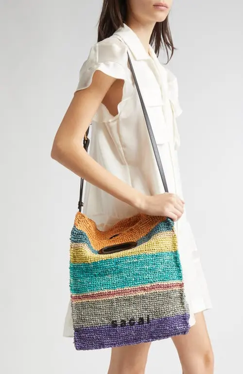 Sacai Medium Raffia Shopper Bag