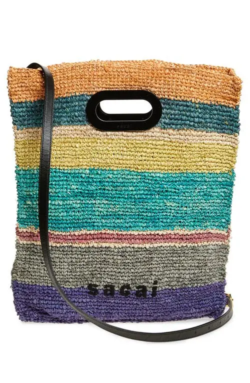 Sacai Medium Raffia Shopper Bag