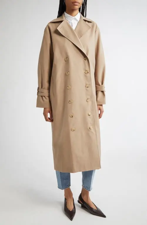 TOTEME Signature Water Repellent Trench Coat - Khaki