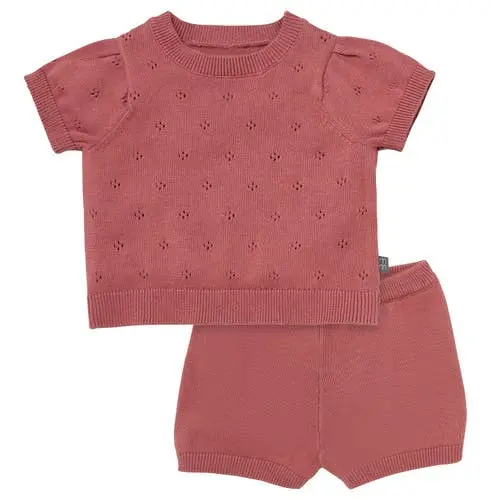 MODERN MOMENTS™ BY GERBER Sweater Knit Top And Shorts Set - Dark Rose