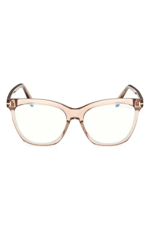 TOM FORD 54mm Butterfly Optical Glasses - Rose Champagne / Blue Block