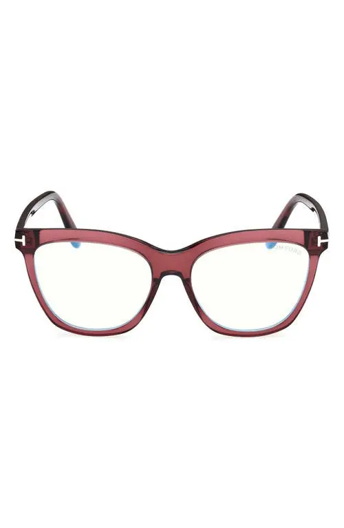 TOM FORD 54mm Butterfly Optical Glasses - Transparent Wine / Blue Block