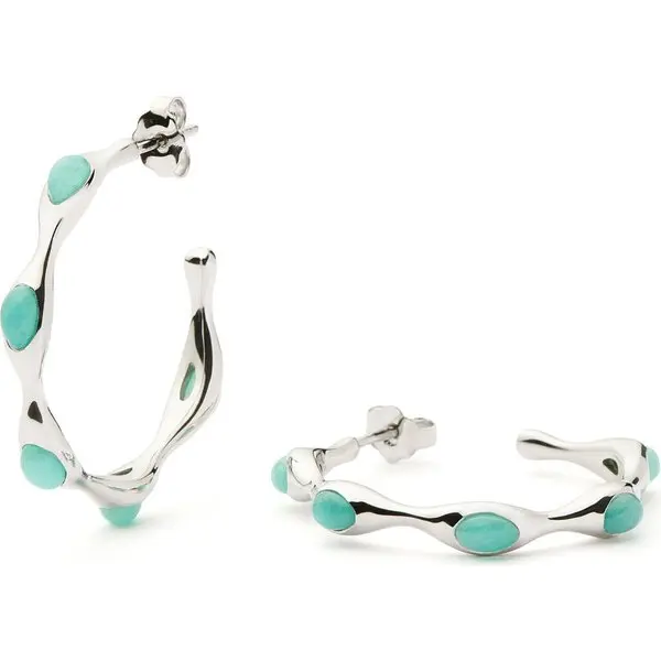 MISSOMA Medium Magma Hoop Earrings - Aqua/ Silver