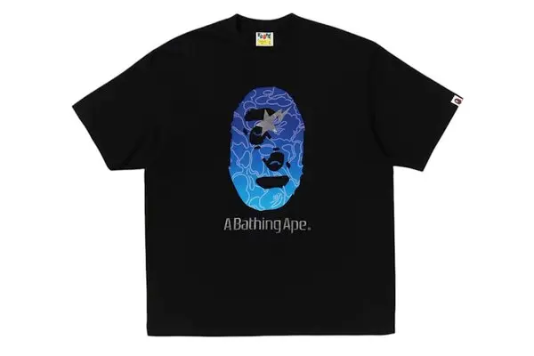 A BATHING APE Line Camo Ape Head Relaxed Fit Tee Shirt - Black