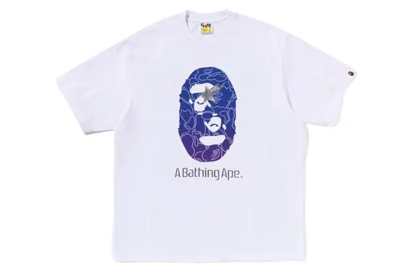 A BATHING APE Line Camo Ape Head Relaxed Fit Tee Shirt - White