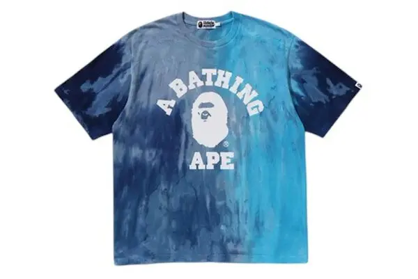 A BATHING APE Ice Dye College Relaxed Fit Tee Shirt - Blue