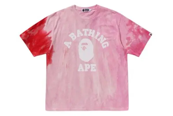 A BATHING APE Ice Dye College Relaxed Fit Tee Shirt - Pink