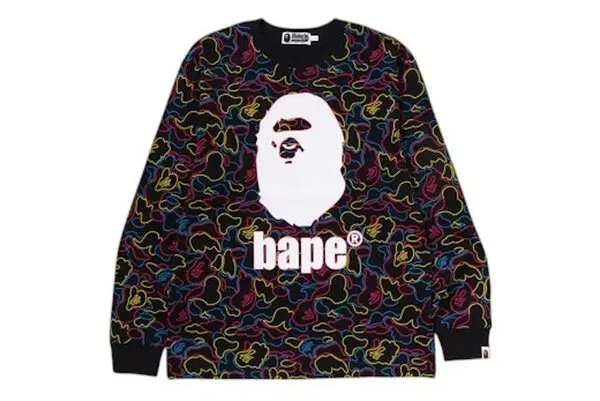 A BATHING APE Neon Camo Long Sleeve Tee Shirt - Multicolor