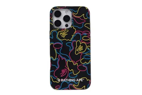 A BATHING APE Neon Camo Iphone 16 Pro Max Case - Black