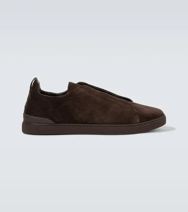 Zegna Triple Stitch Suede Sneakers - Black