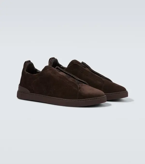 Zegna Triple Stitch Suede Sneakers - Black