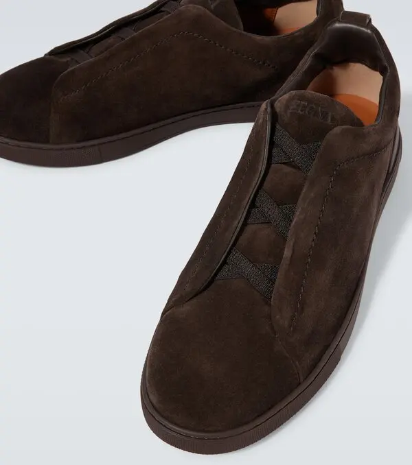 Zegna Triple Stitch Suede Sneakers - Black