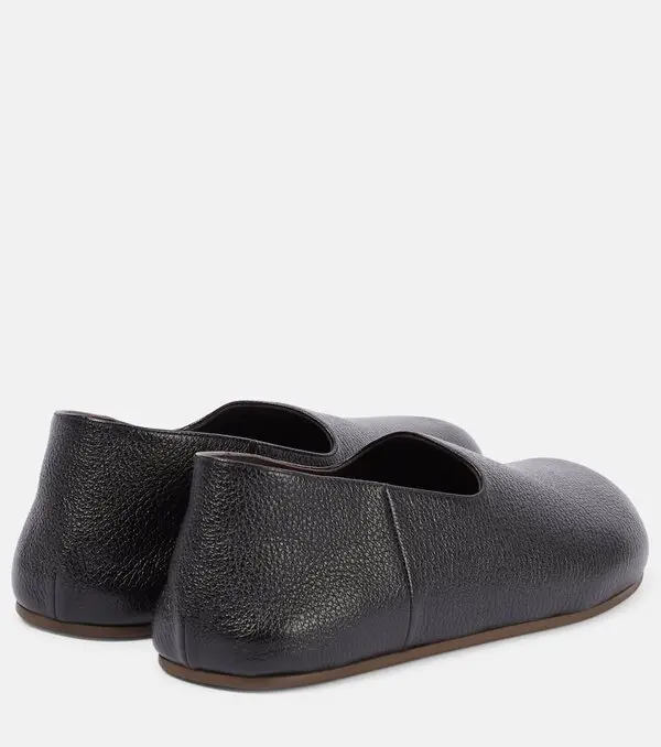 THE ROW Hugh Leather Slip-on Shoes - Black