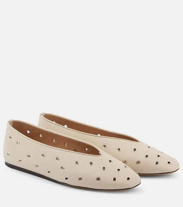 Le Monde Beryl Regency Embellished Leather Ballet Flats