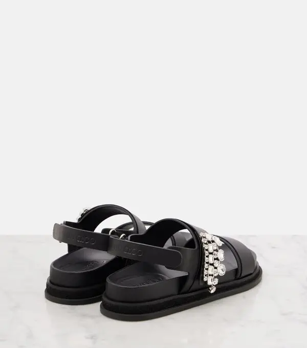 JIMMY CHOO Verity Embellished Leather Sandals