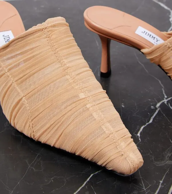 JIMMY CHOO Lotta 65 Ruched Tulle Mules