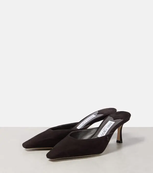 JIMMY CHOO Vivi 65 Suede Mules - Brown
