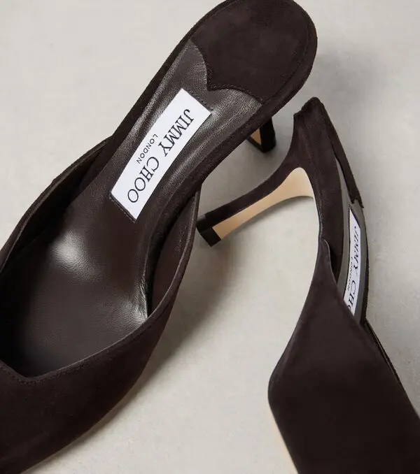 JIMMY CHOO Vivi 65 Suede Mules - Brown